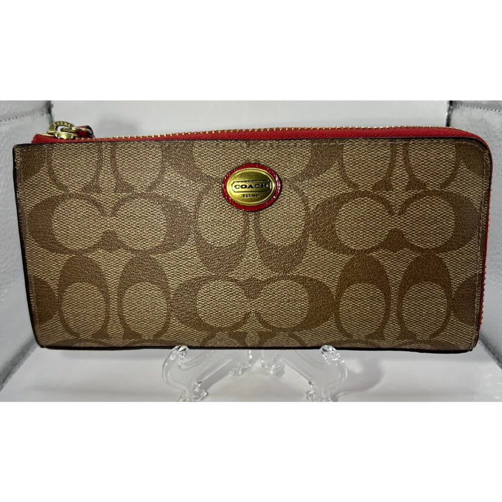 Coach Peyton Signature C Jacquard Corner Zip Slim Wal… - Gem